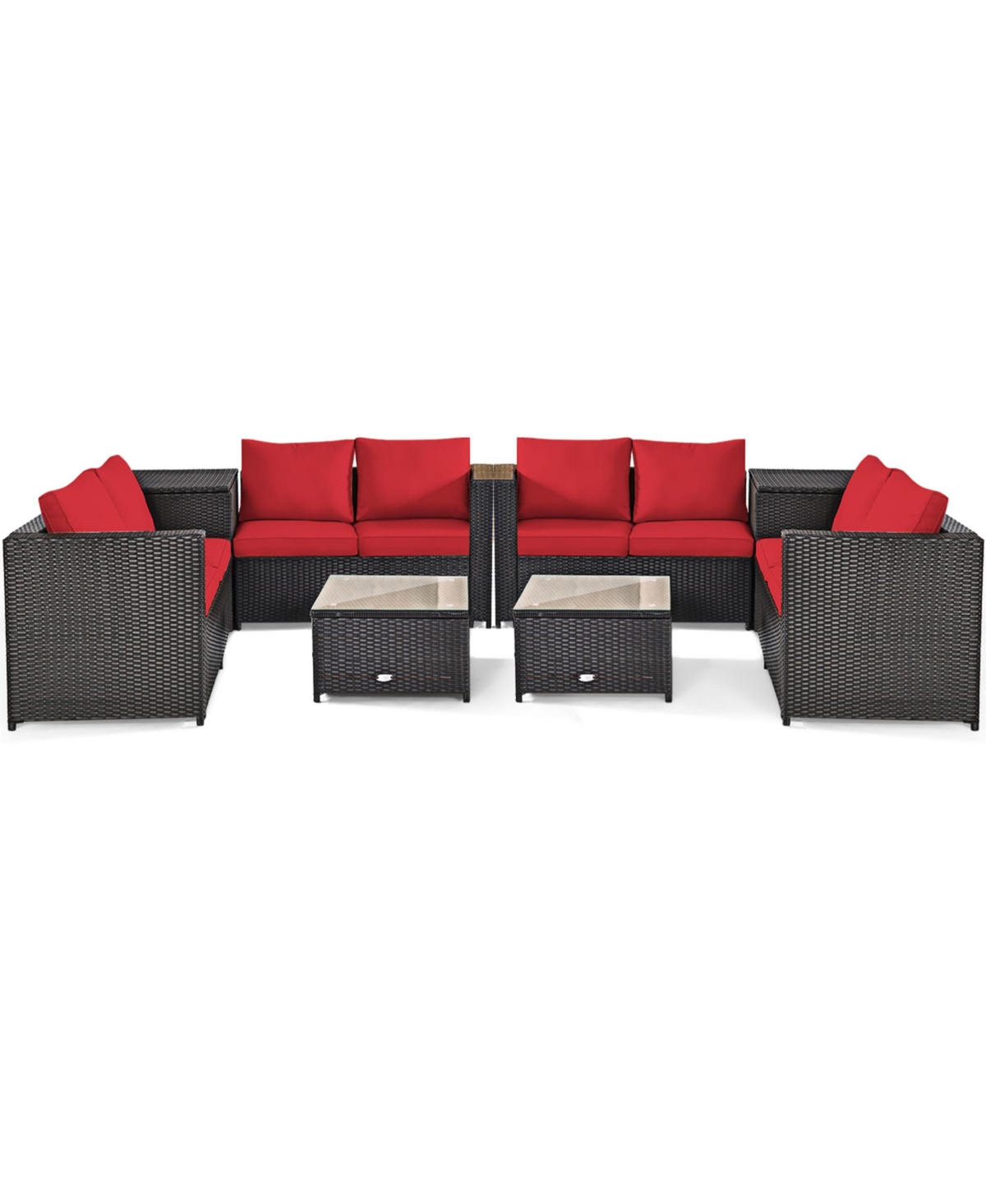 Click here for Gymax 8PCS Cushioned Rattan Patio Conversation Set... prices