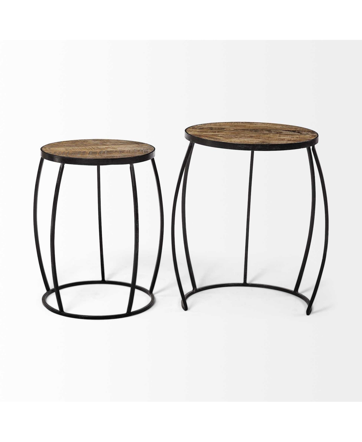 Click here for Pair of Round Solid Wood Side Tables – Rust... prices