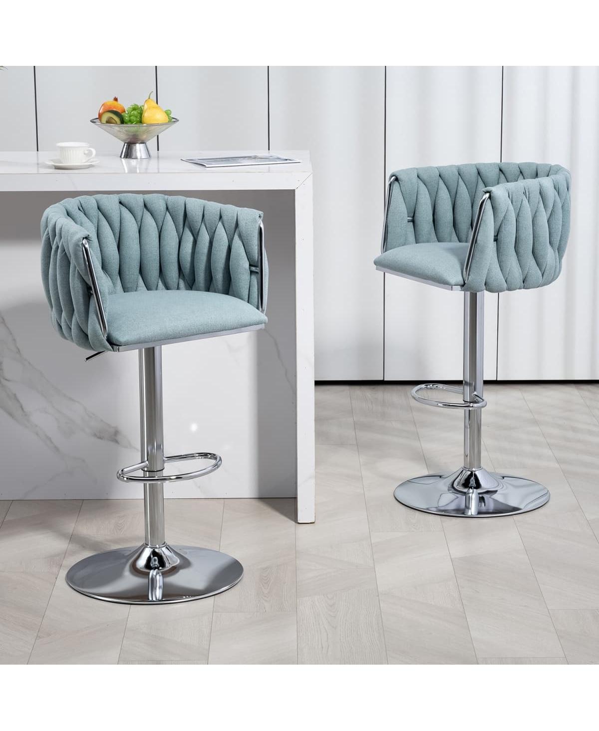 Click here for Set of 2 Adjustable Swivel Bar Stools with Woven F... prices