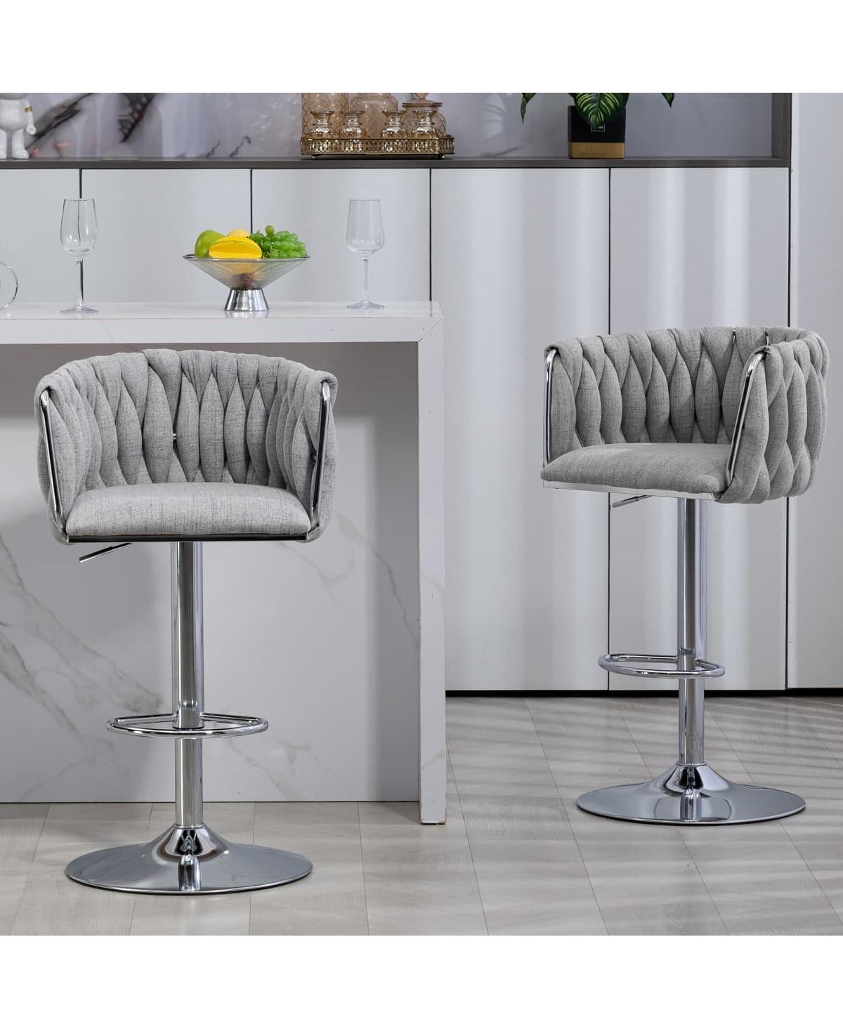 Click here for Set of 2 Adjustable Swivel Bar Stools with Woven F... prices