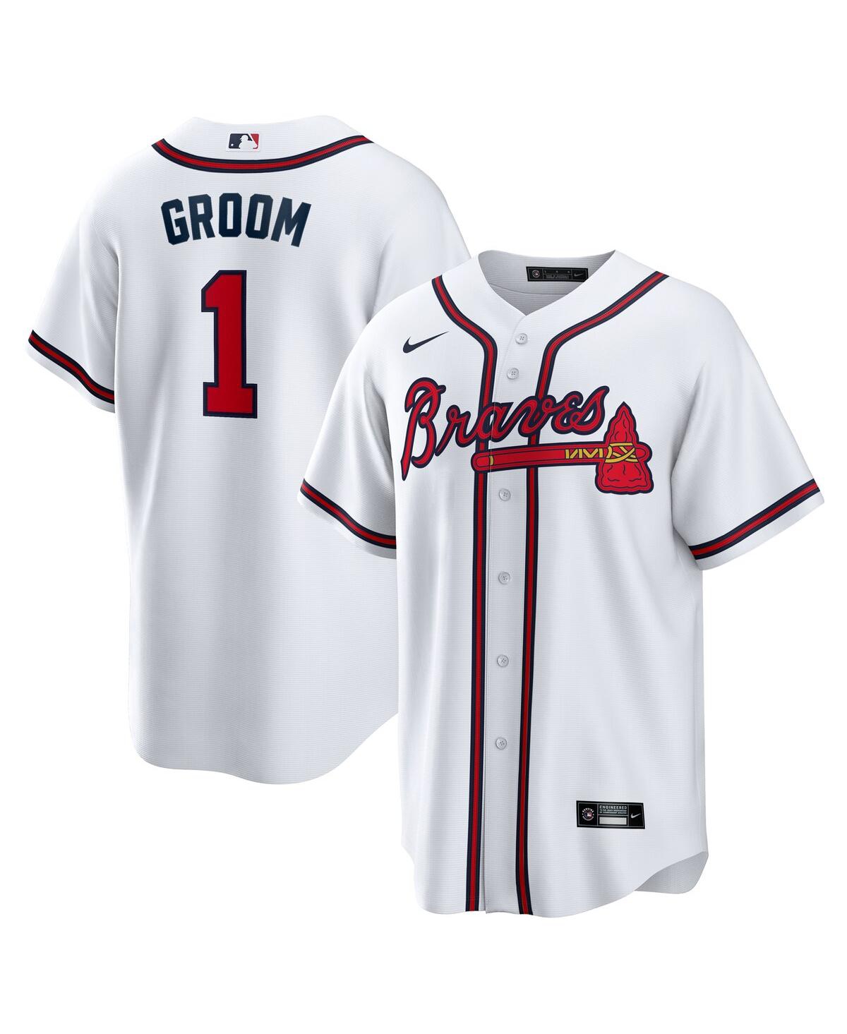 Click here for Nike MensÂ White Atlanta Braves 1 Groom Home Repli... prices