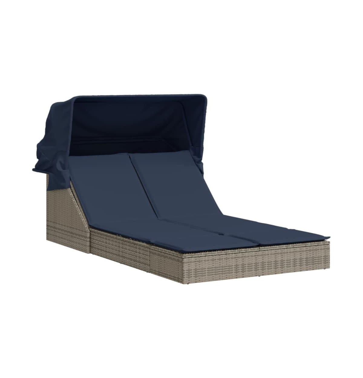 Click here for Double Sun Lounger with Canopy and Cushions Gray P... prices