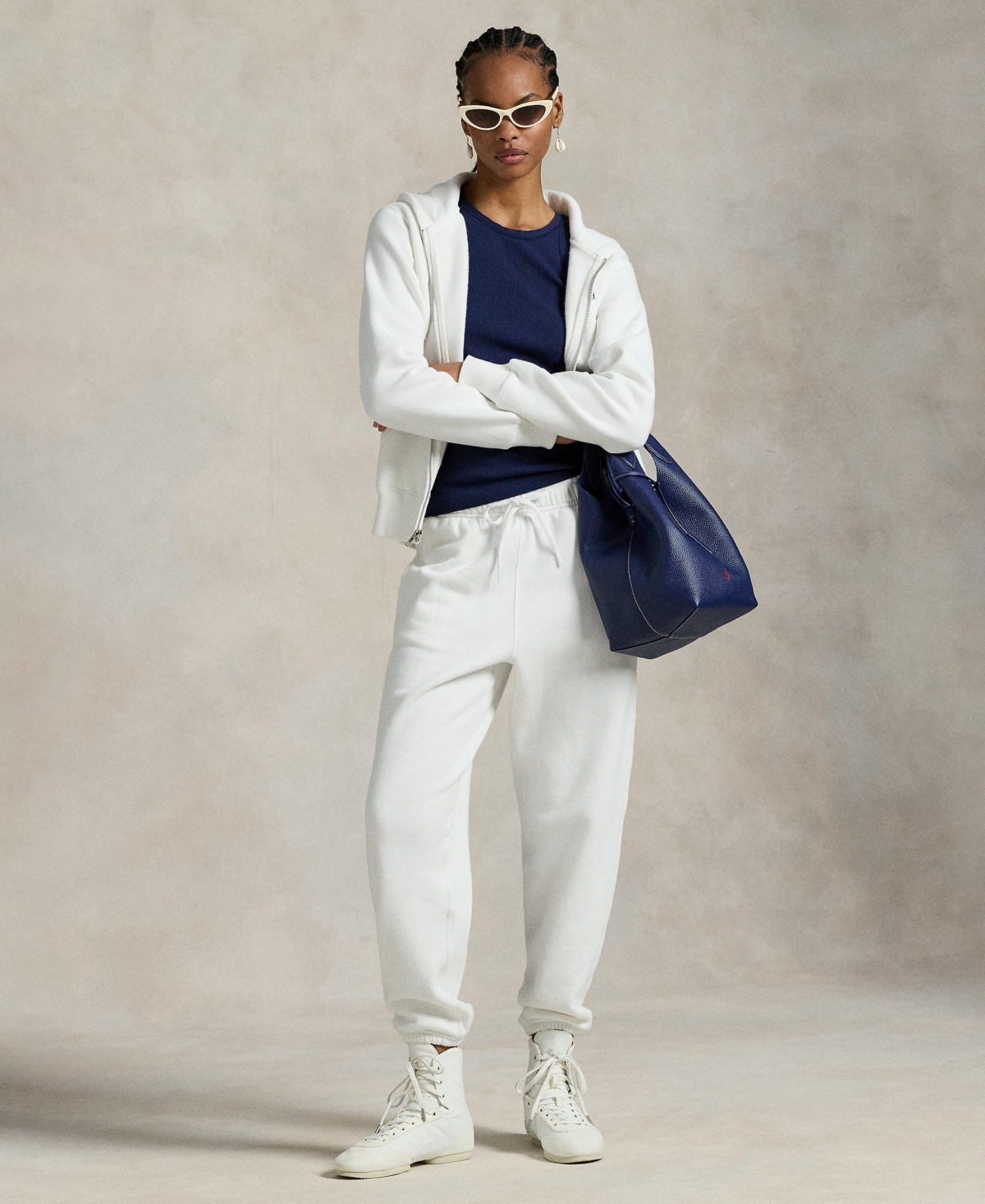 Polo Ralph Lauren Womens Fleece Drawstring Sweatpants - White