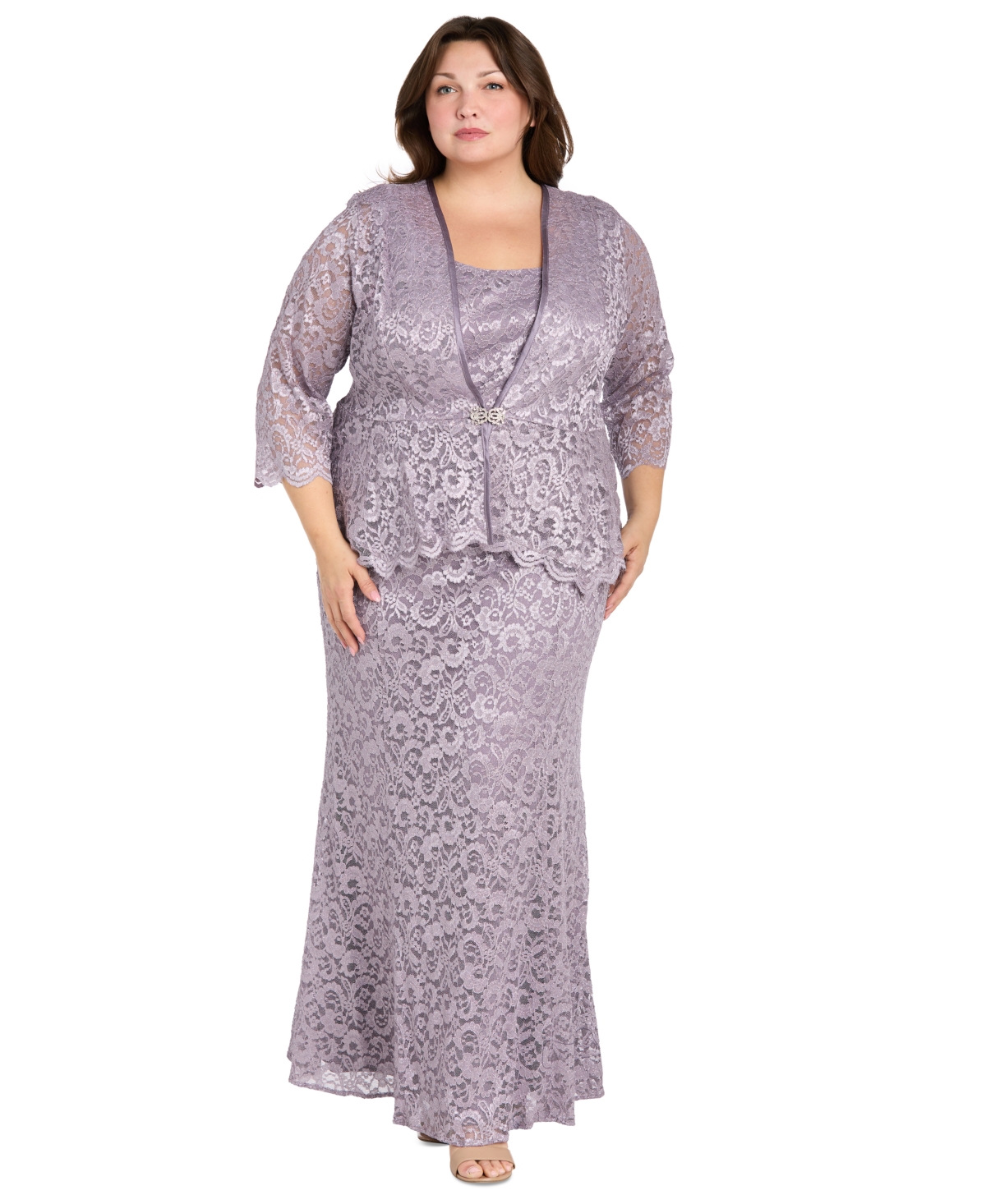 Click here for R & M Richards Plus Size Metallic Lace Jacket and... prices