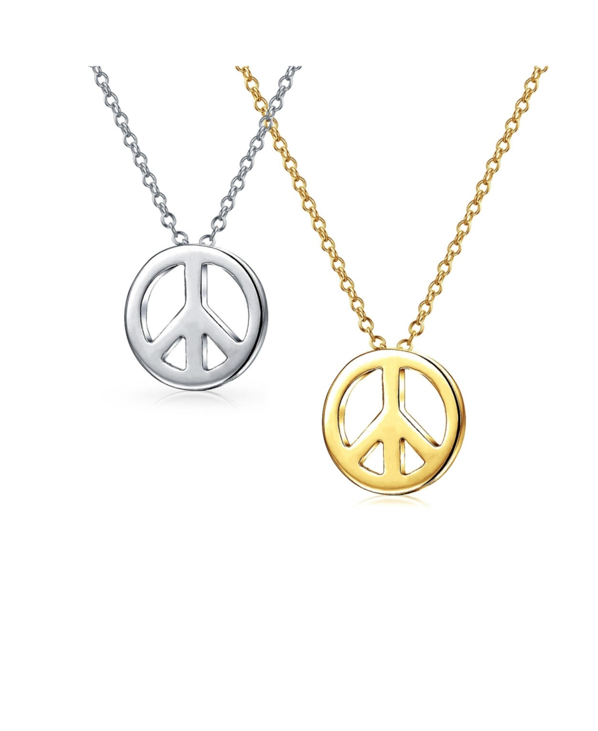 Click here for Bling Jewelry Set of 2 Peace Sign Pendant Necklace... prices