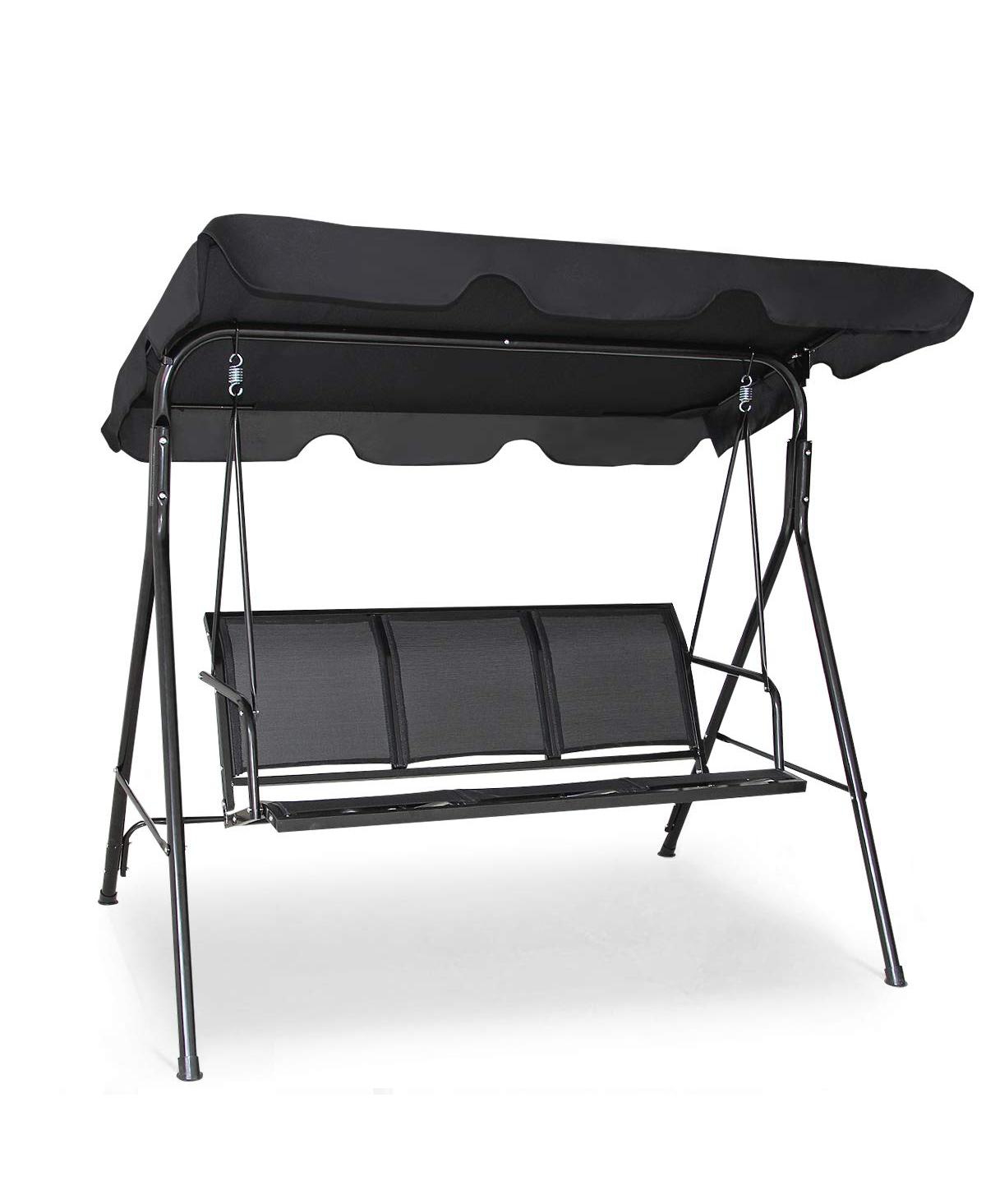 Click here for 3 Person Steel Frame Patio Swing with Polyester An... prices