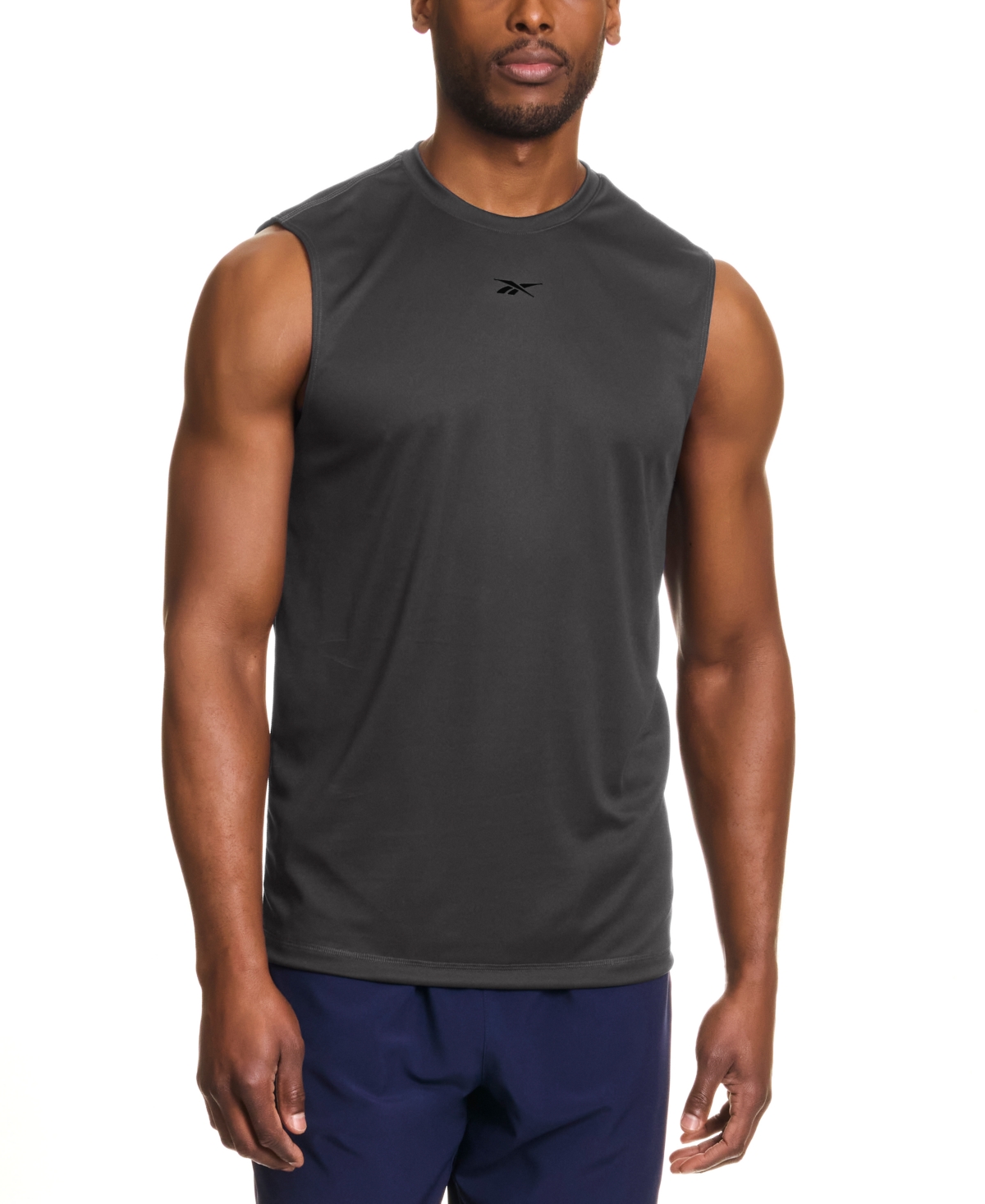 Click here for Reebok Mens Sleeveless Logo Tech Tank Top - Grey 6 prices