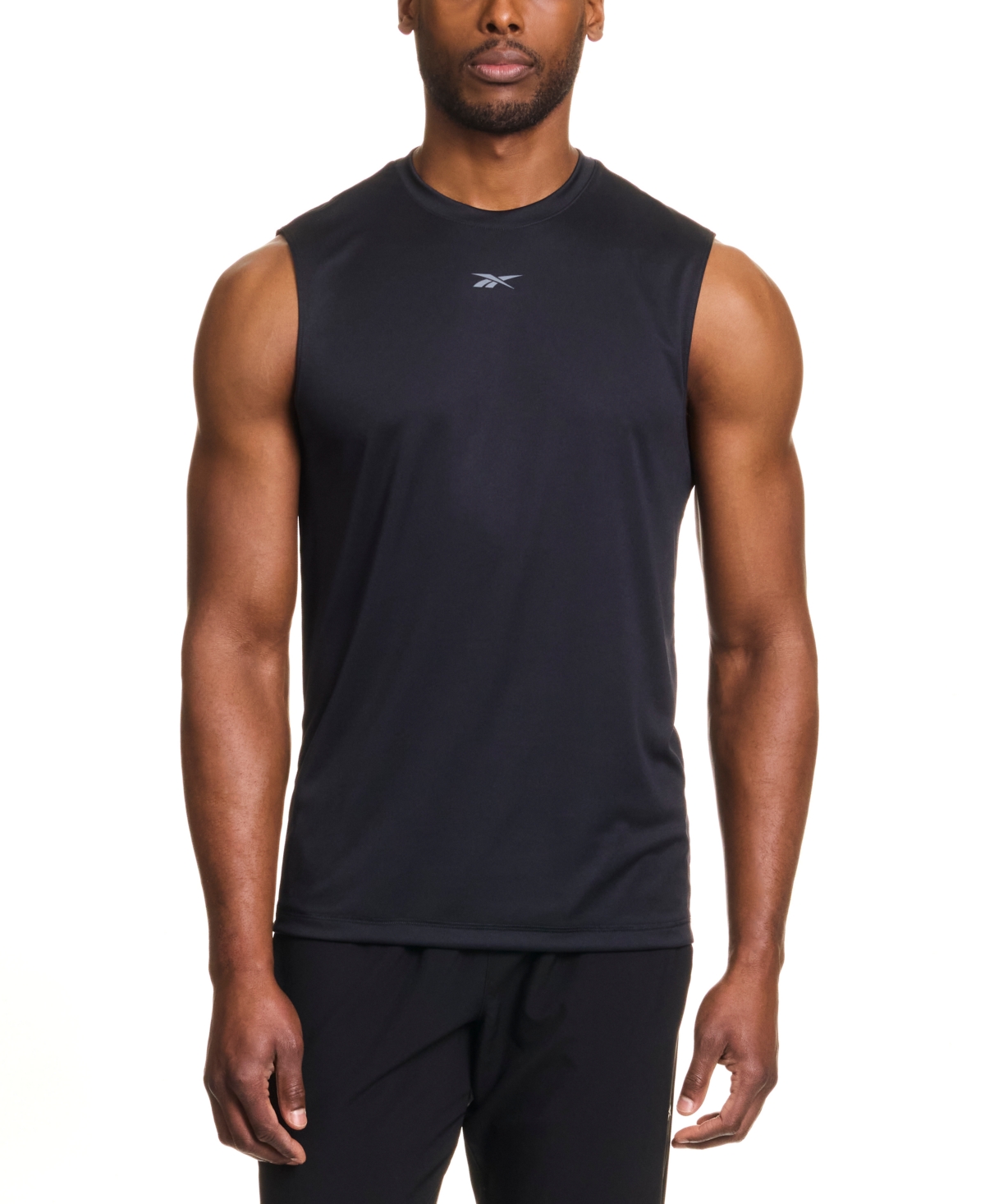 Click here for Reebok Mens Sleeveless Logo Tech Tank Top - Black prices