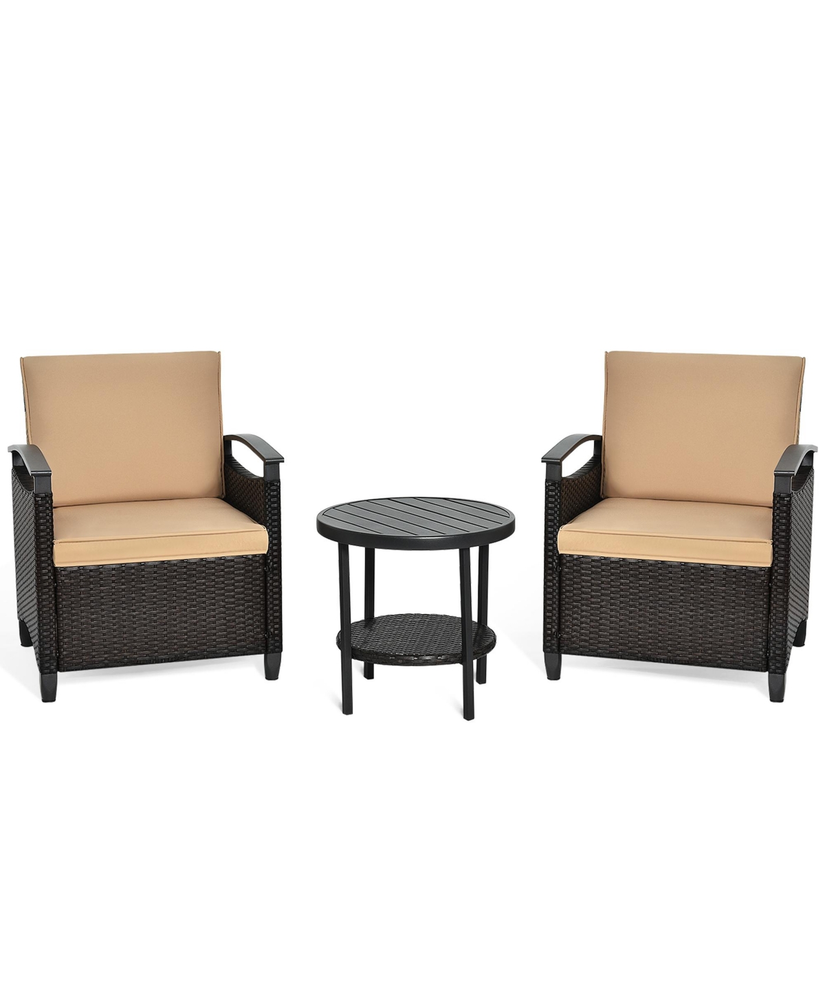 Click here for Gymax 3PCS Outdoor Wicker Bistro Set Patio Convers... prices