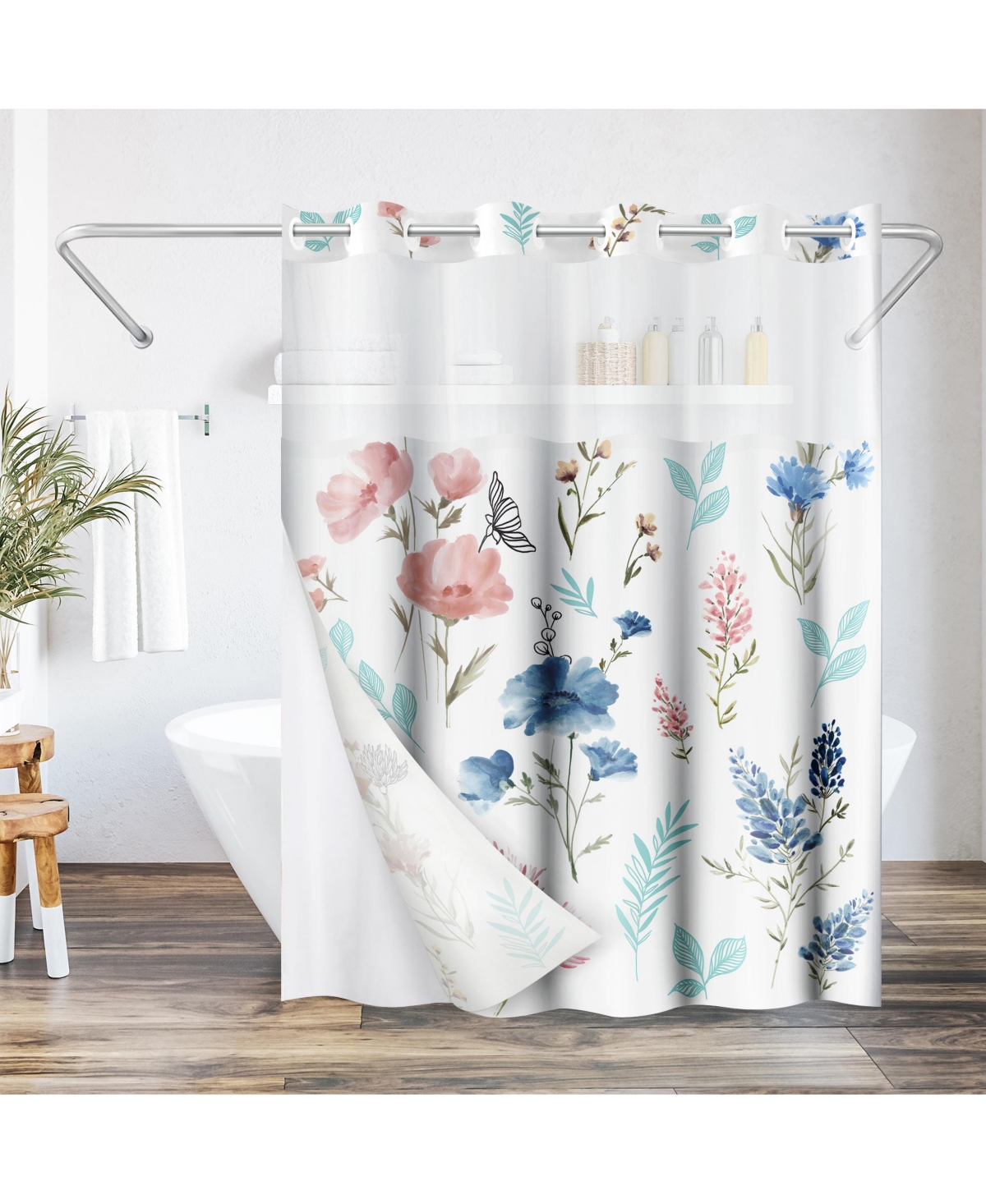Click here for Americanflat 72x75 Hookless Shower Curtain - Flora... prices