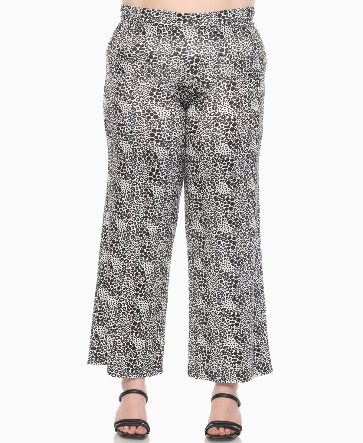 Click here for White Mark Plus Size Leopard Print Wide Leg Pants... prices