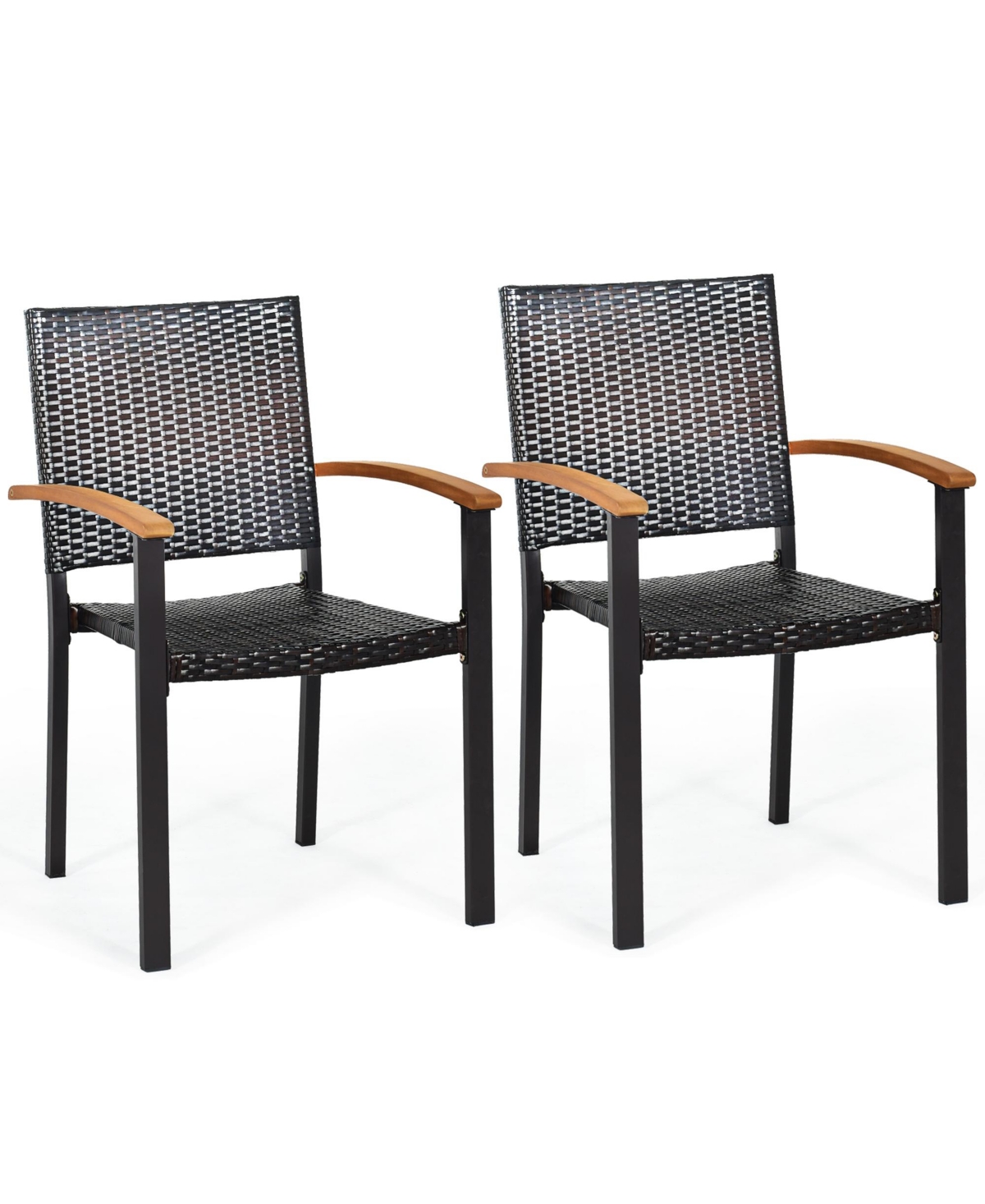 Click here for Gymax 2PCS Stackable Patio Wicker Dining Chair Rat... prices