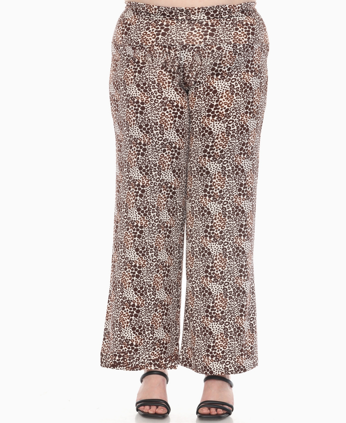 Click here for White Mark Plus Size Leopard Print Wide Leg Pants... prices