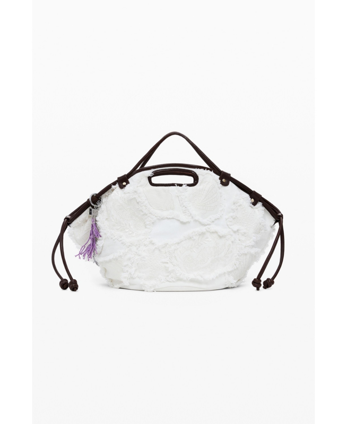 Click here for Desigual Womens Embroidered medium bag - White prices