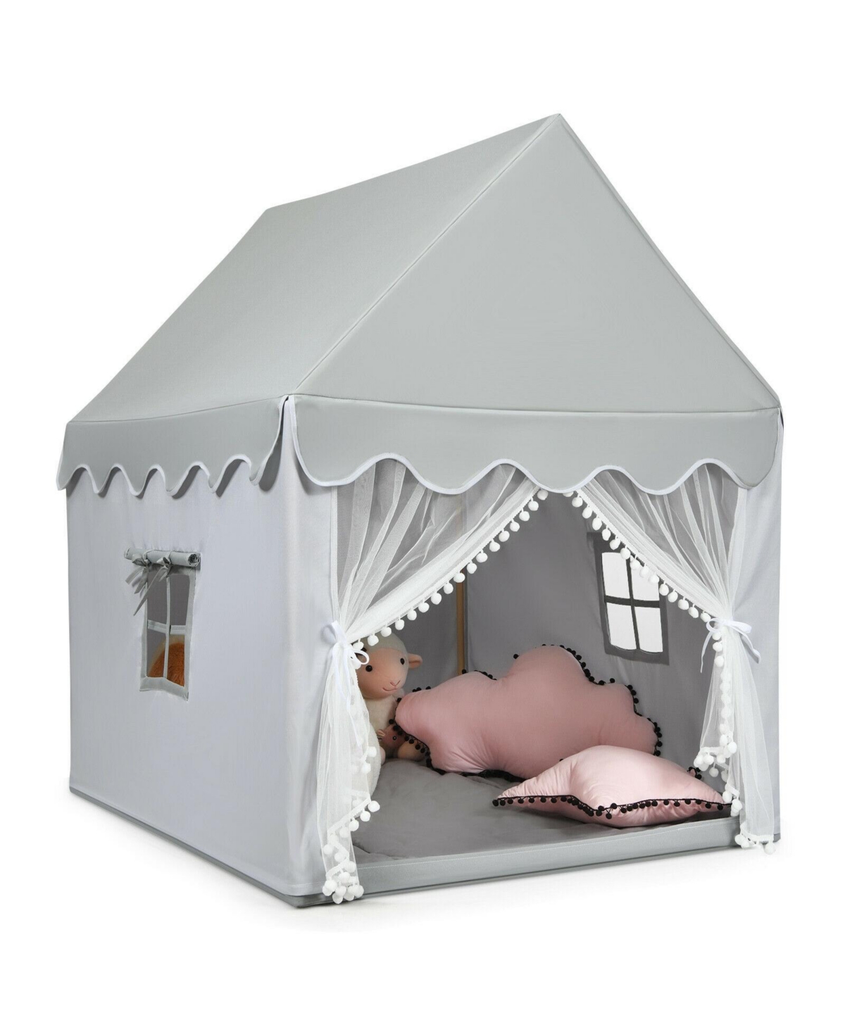 Click here for Kids Large Play Castle Fairy Tent with Mat - Grey prices