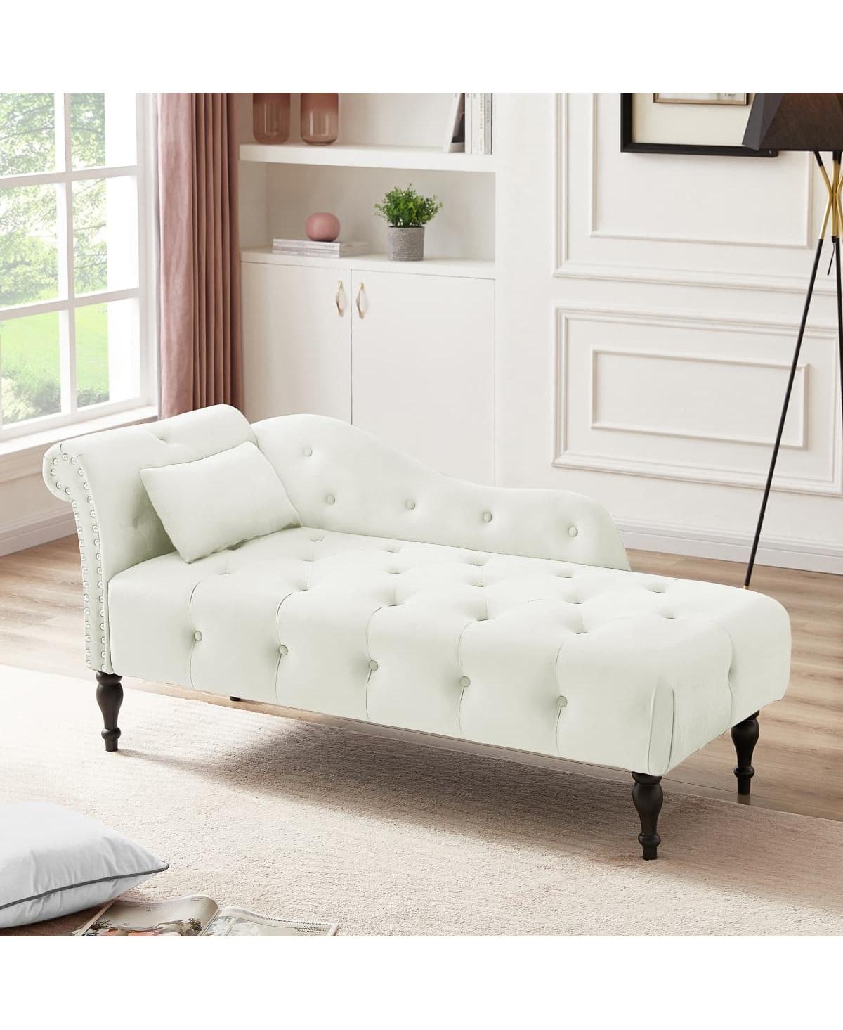 Click here for 60 Inch Velvet Tufted Chaise Lounge with Nailhead... prices