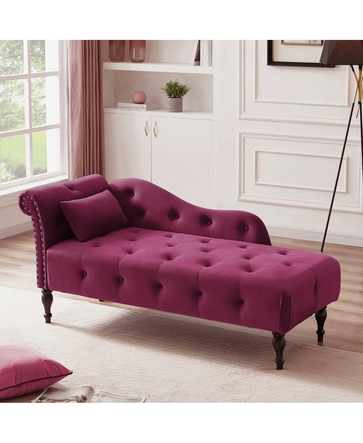 Click here for 60 Inch Velvet Tufted Chaise Lounge with Nailhead... prices