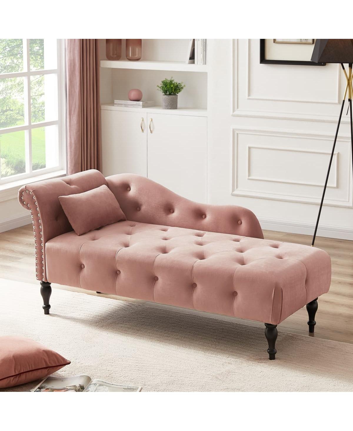 Click here for 60 Inch Velvet Tufted Chaise Lounge with Nailhead... prices