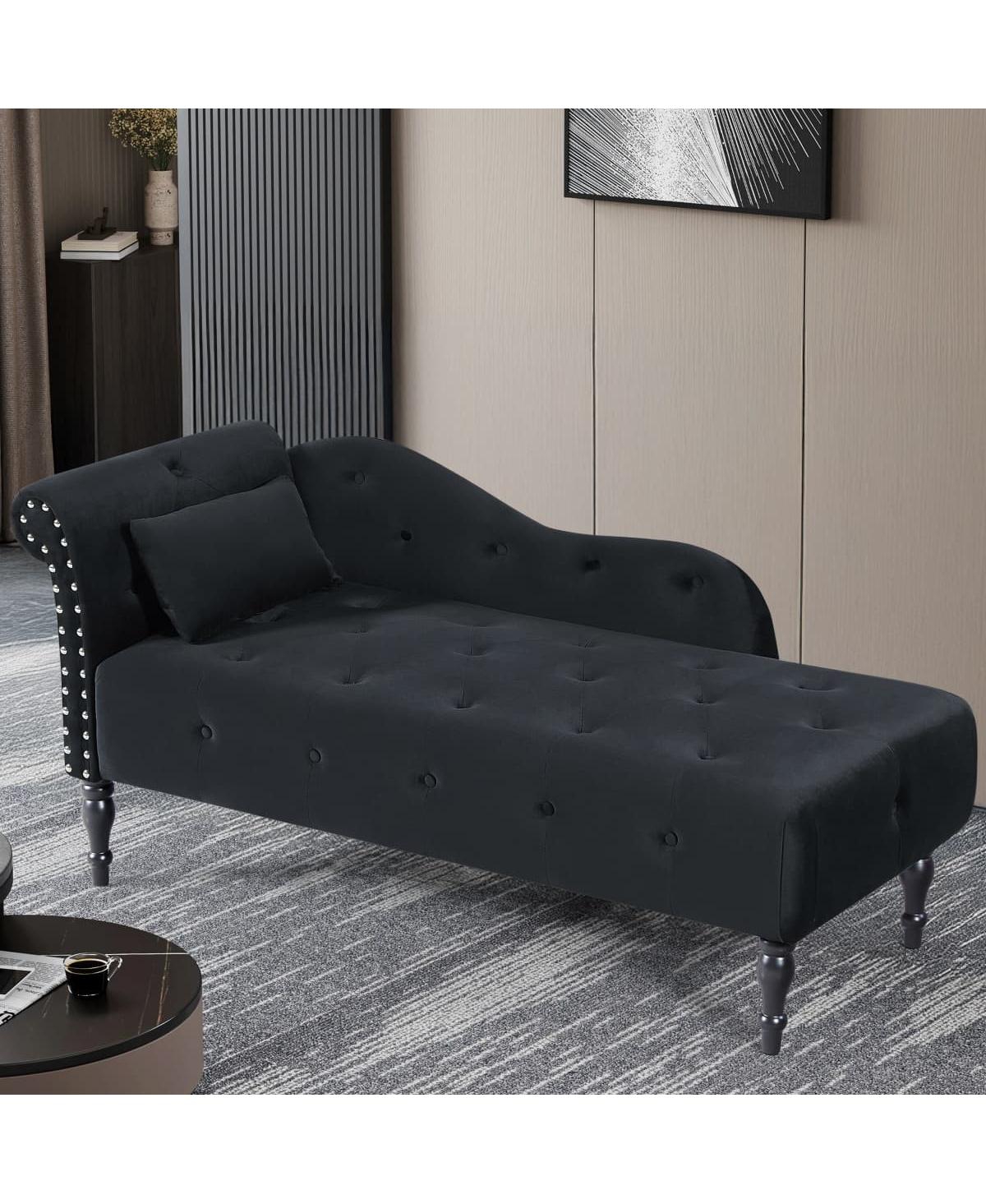 Click here for 60 Inch Velvet Tufted Chaise Lounge with Nailhead... prices