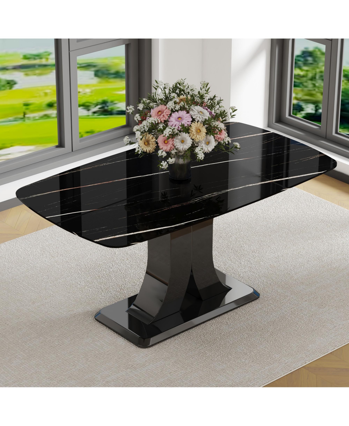 Click here for Luxurious Faux Marble Dining Table with X-Base and... prices