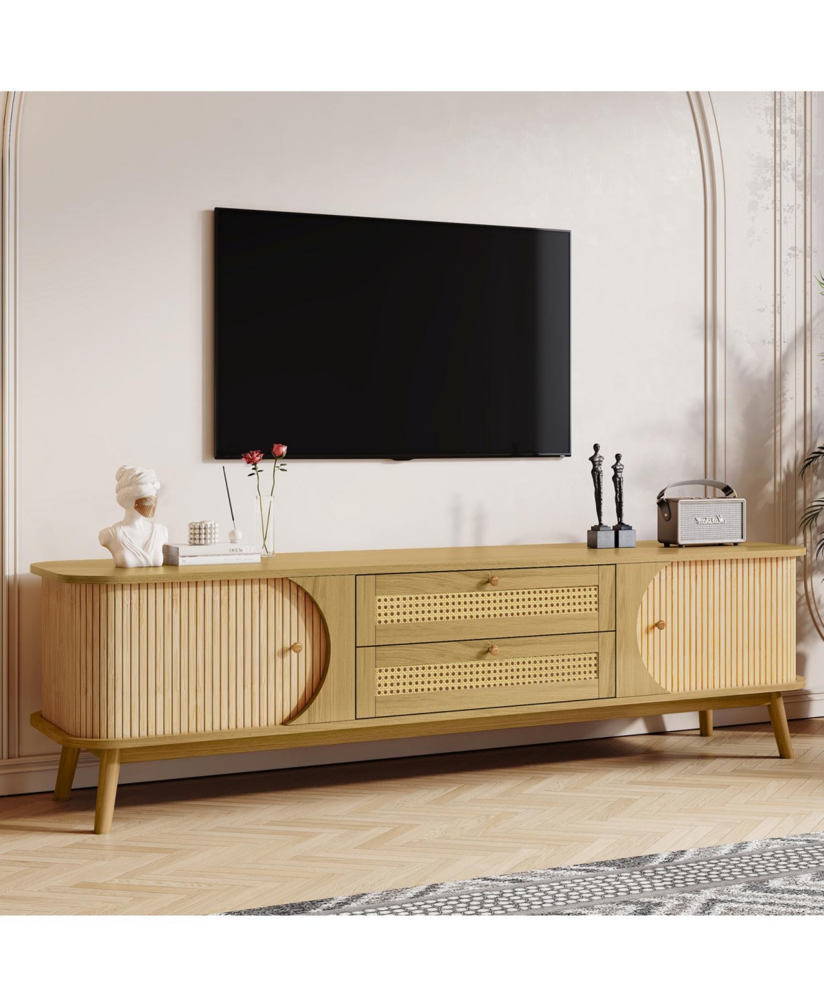 Click here for Streamdale Rattan Tv Stand for TVs up to 75 - Natu... prices