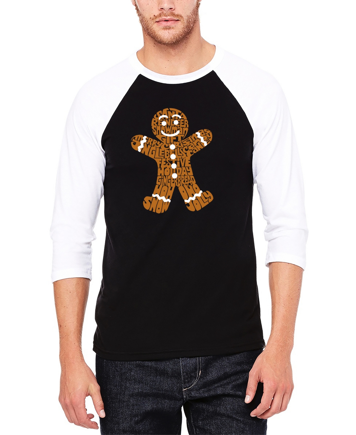 Click here for La Pop Art Mens Gingerbread Raglan Baseball Word A... prices