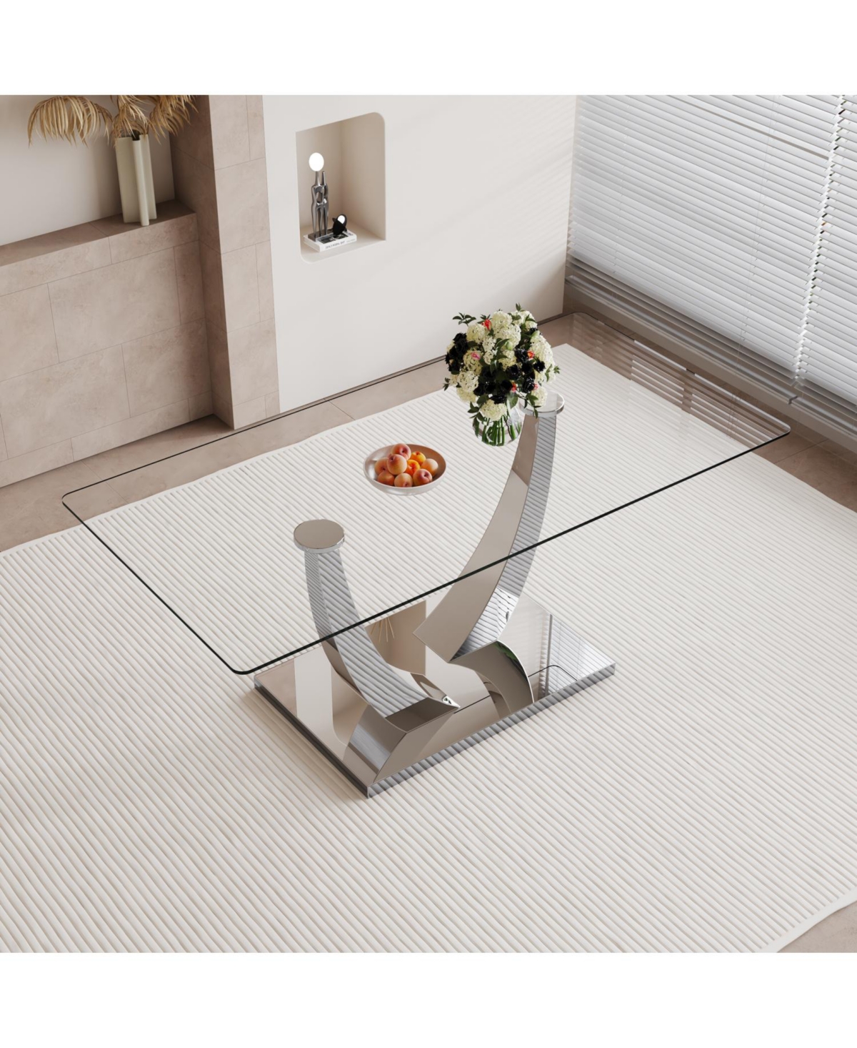 Click here for Streamdale Clear Glass Top Dining Table - Silver L... prices