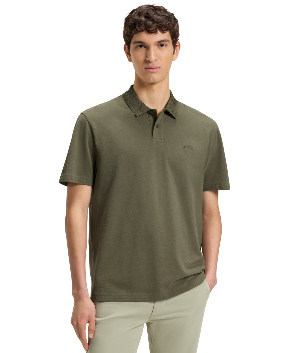 Click here for Boss by Hugo Boss Mens Patterned Collar Cotton-Piq... prices