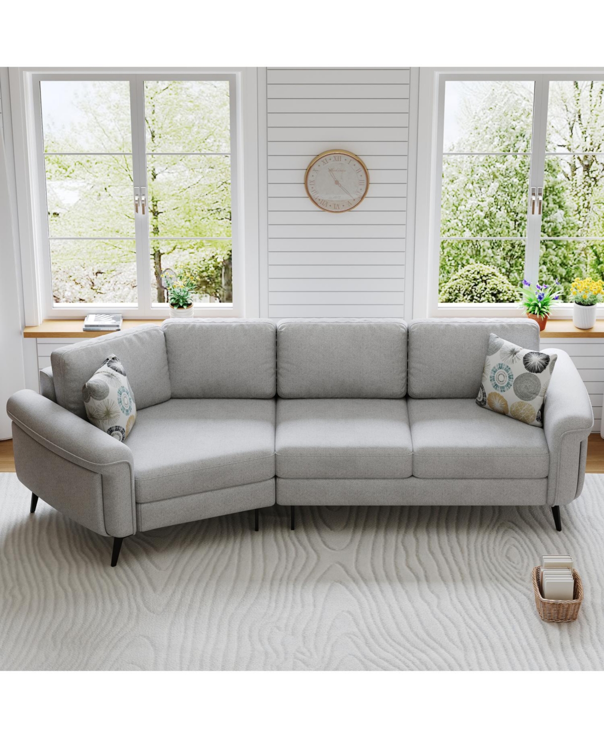 Click here for Streamdale 111" Curved Sofa with Pillows - Gr... prices