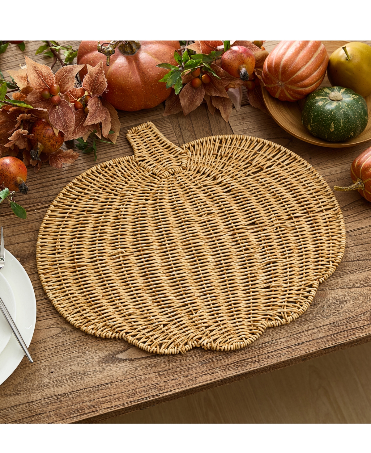 Click here for Elrene Wicker Pumpkin-Shaped Woven Placemat - Natu... prices