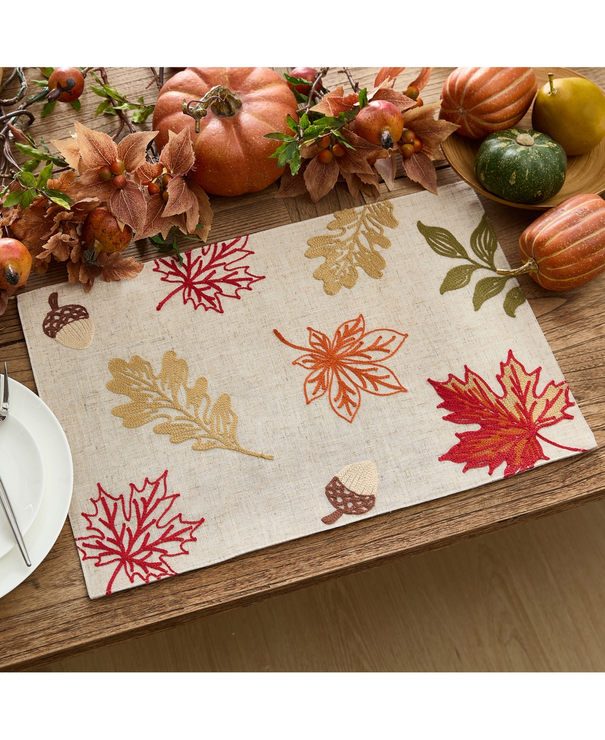Click here for Elrene Hillsborough Embroidered Leaf Placemat  13... prices