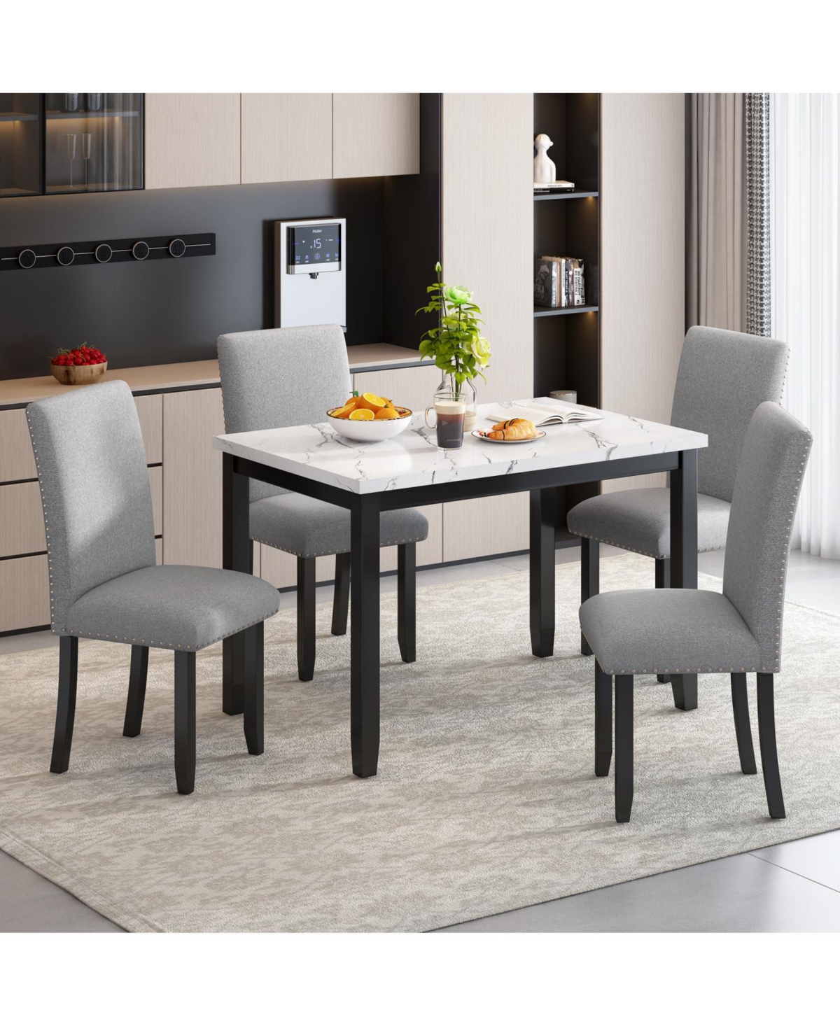 Click here for Streamdale Faux Marble 5-Piece Dining Set Table wi... prices