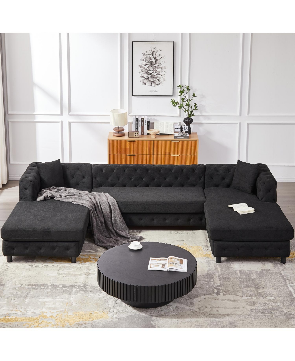 Click here for Streamdale 126-inch Modern Chenille U-Sofa with Lo... prices