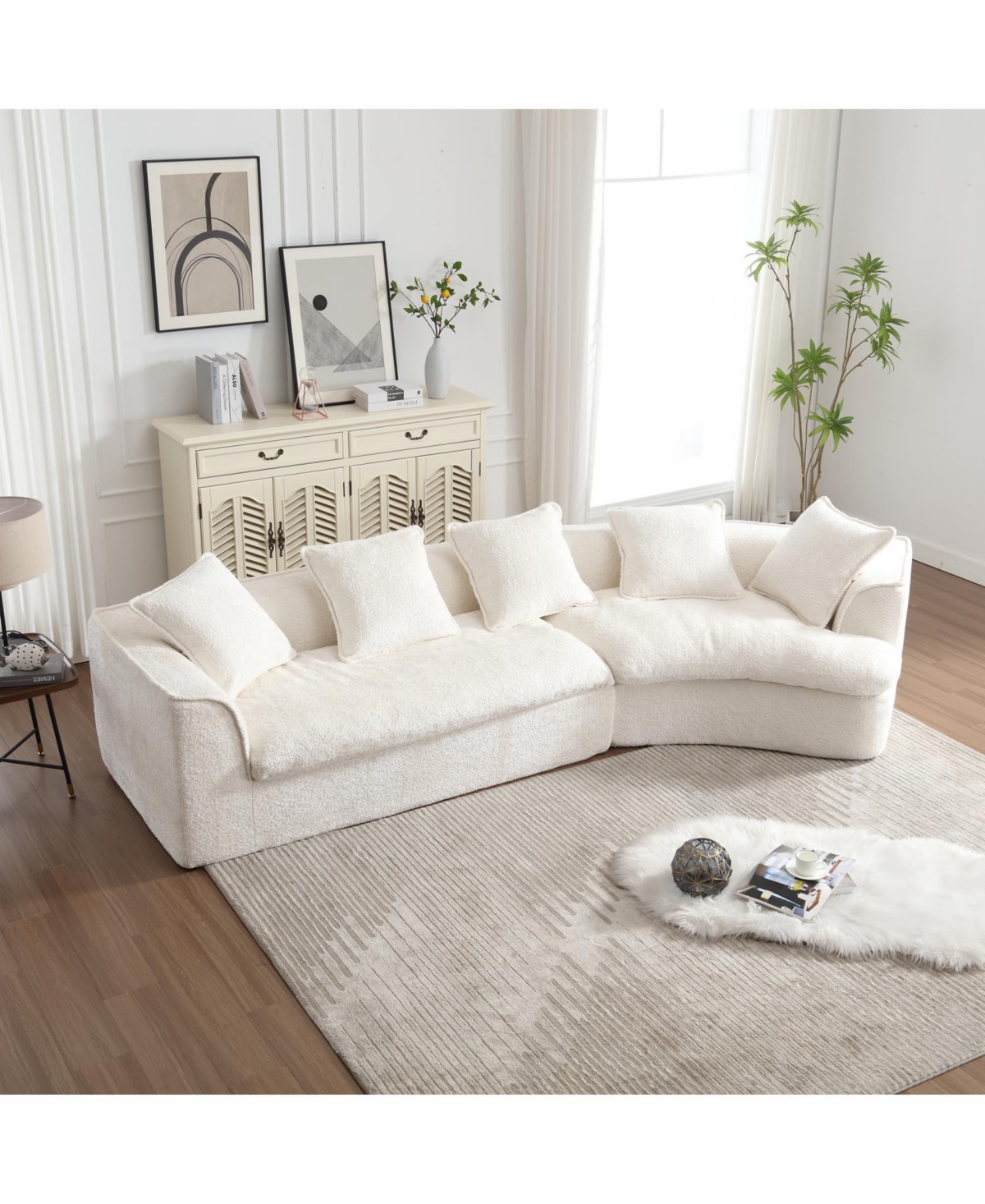 Click here for Streamdale Cozy Boucle Sofa Triple Seat with Uniqu... prices