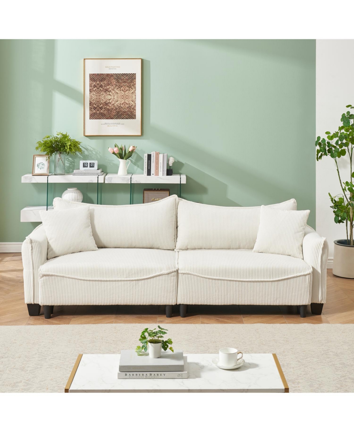 Click here for Streamdale Furniture Beige Corduroy Sofa Bed with... prices