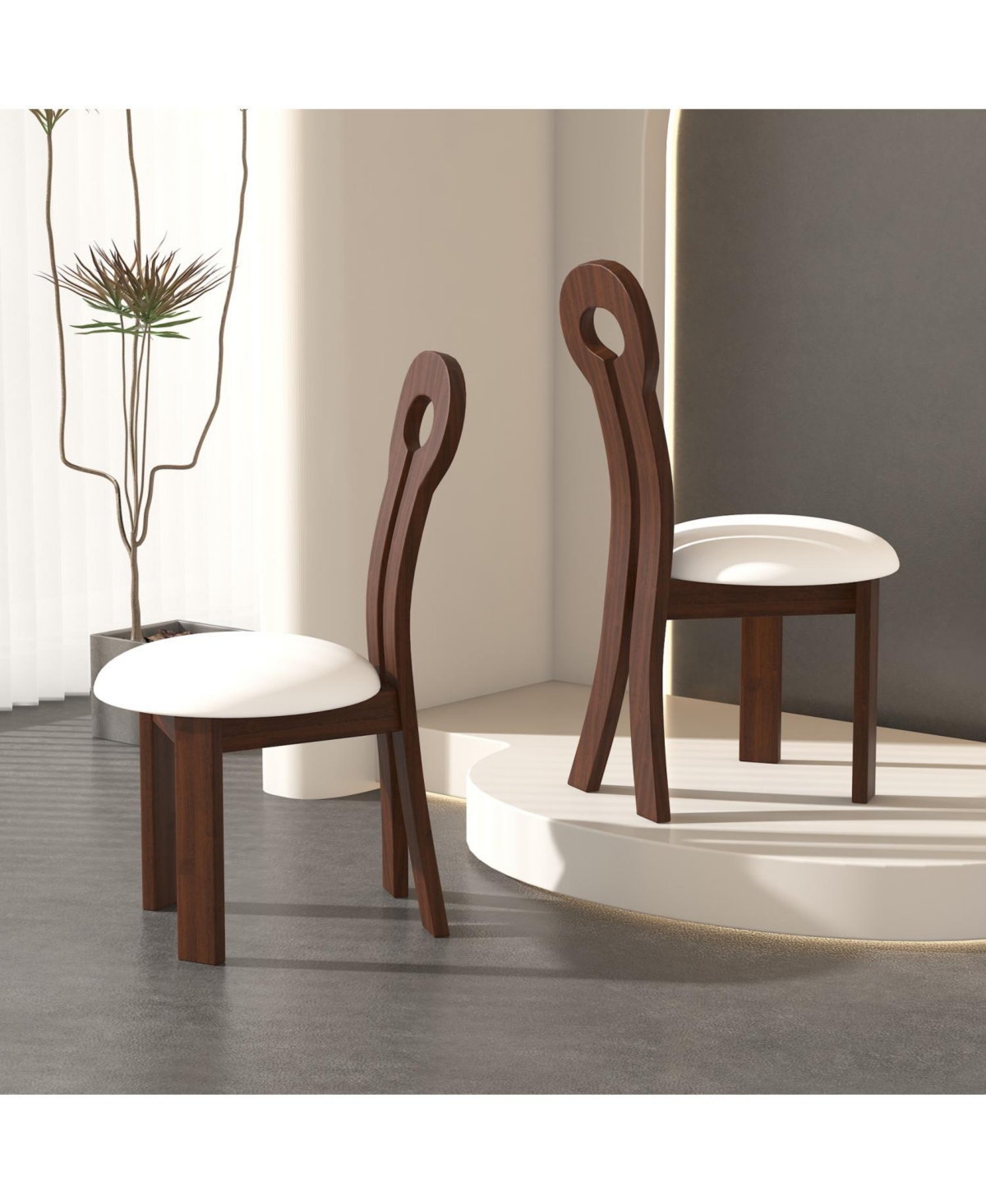 Click here for Walnut Dining Chairs (2) with Leather Cushions - W... prices