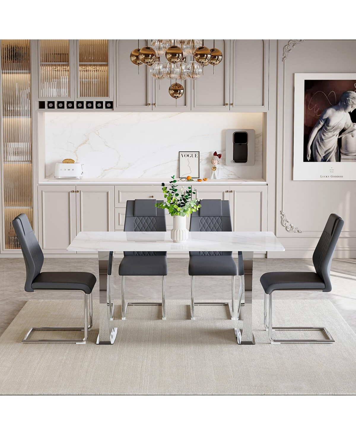 Click here for 63" Snow Mountain White Sintered Stone Dining... prices