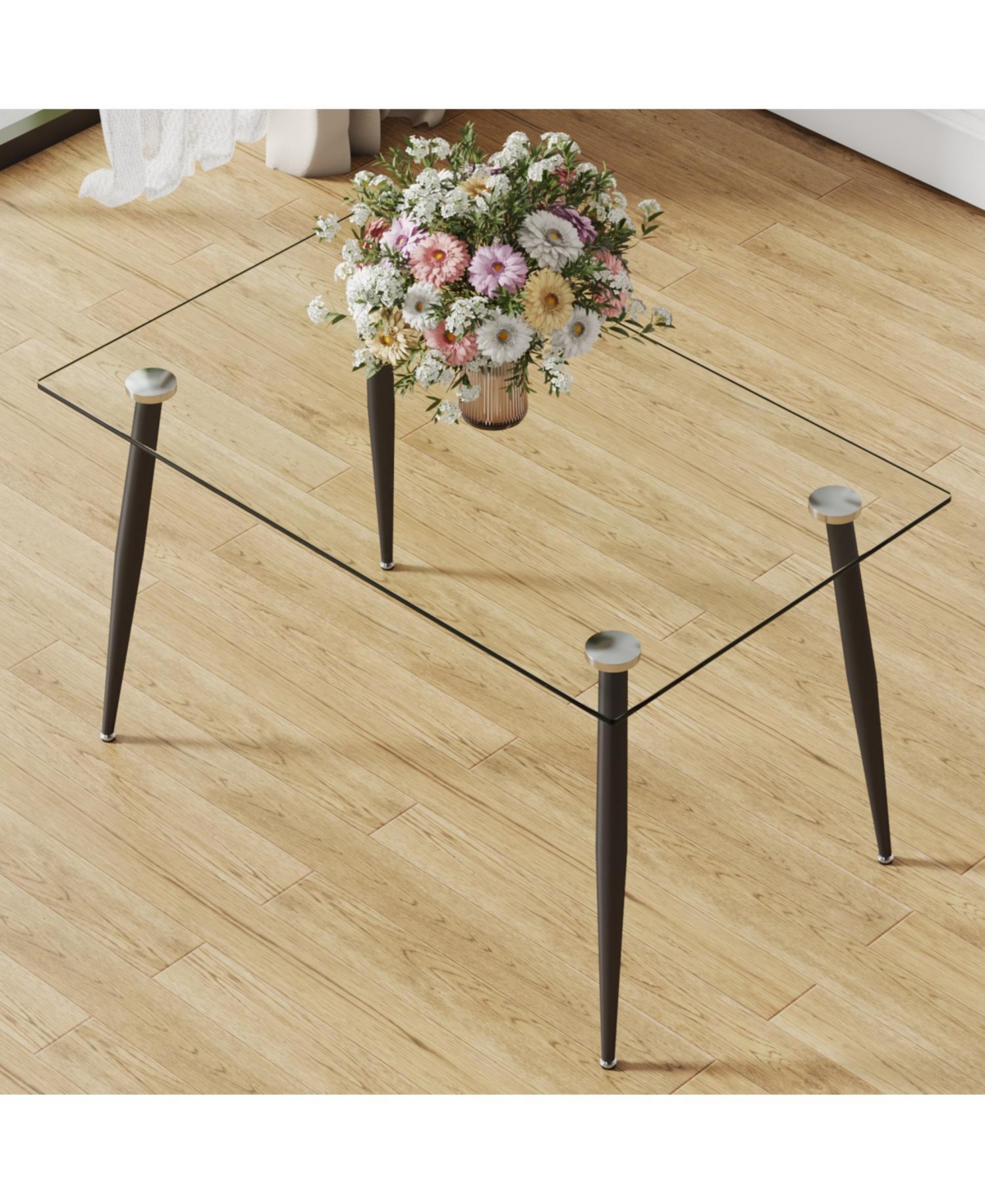 Click here for Streamdale Modern Glass Dining Table  Black Metal... prices