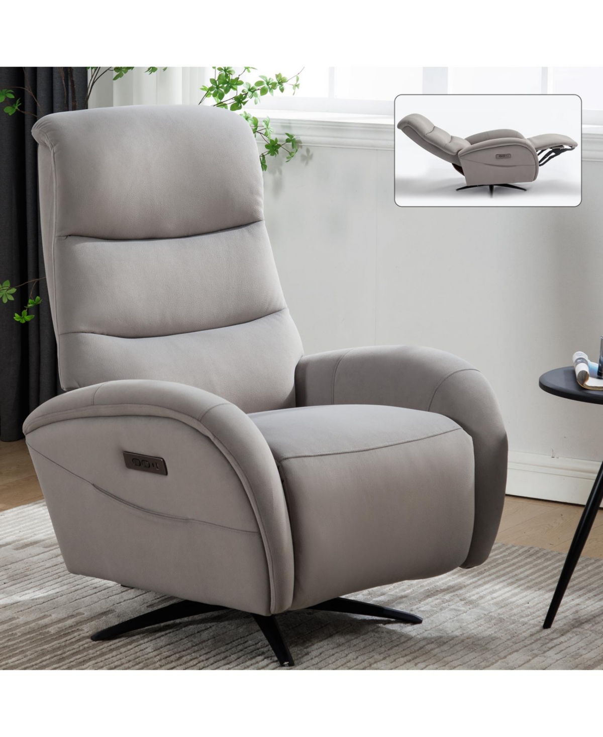 Click here for Grey Fabric Dual Motor 270 Swivel Power Recliner C... prices