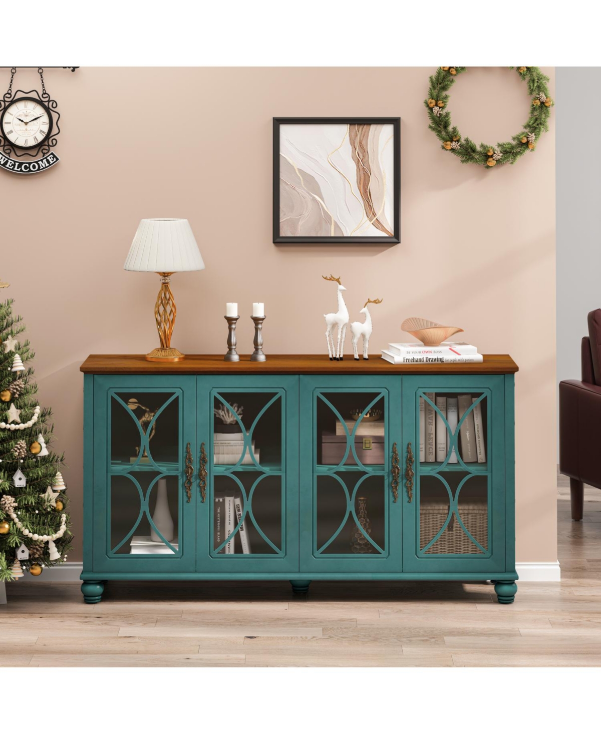 Click here for Streamdale European Antique 4-Door Cabinet with Gl... prices