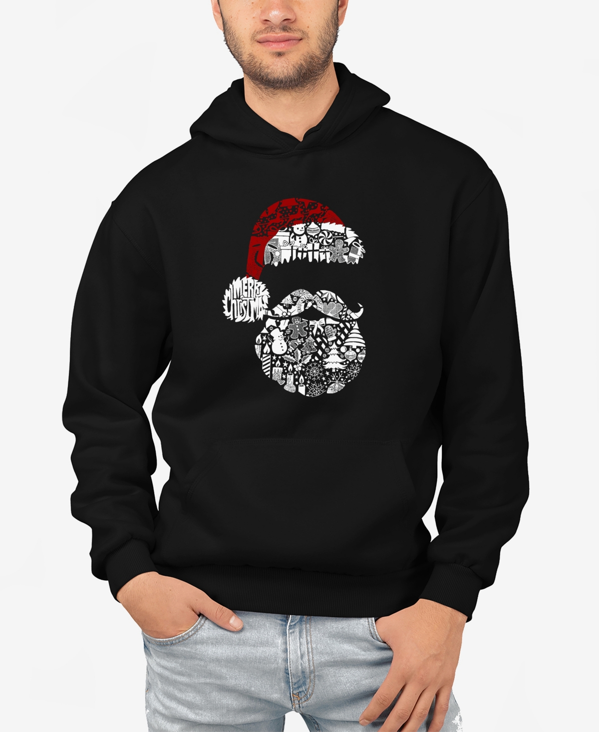 Click here for La Pop Art Mens Santa Pics Word Art Hooded Sweatsh... prices