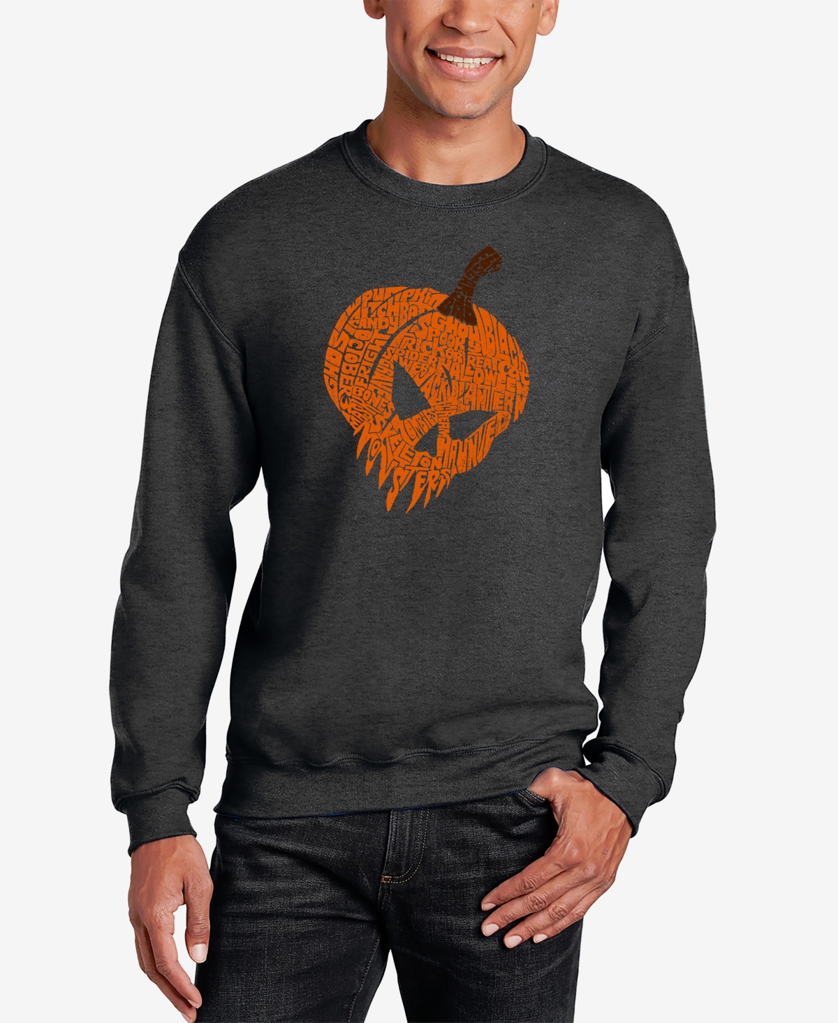 Click here for La Pop Art Mens Evil Pumpkin Word Art Crewneck Swe... prices