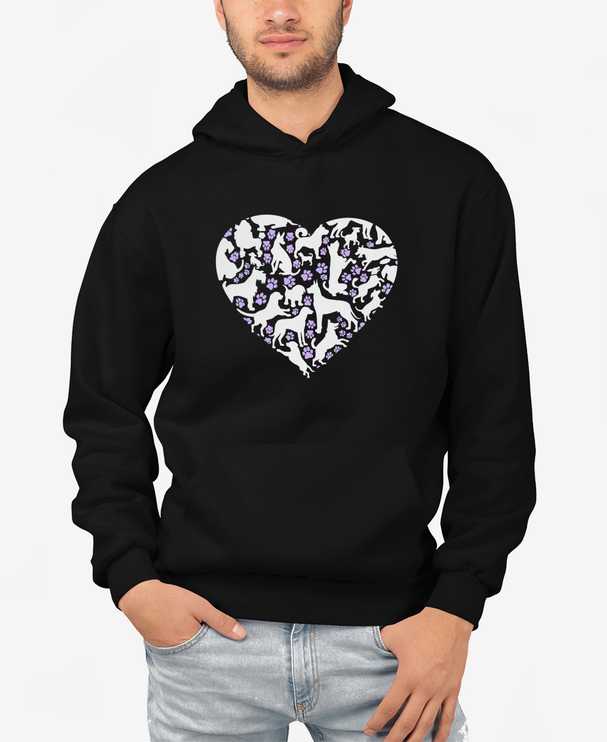 Click here for La Pop Art Mens Dog Heart Word Art Hooded Sweatshi... prices