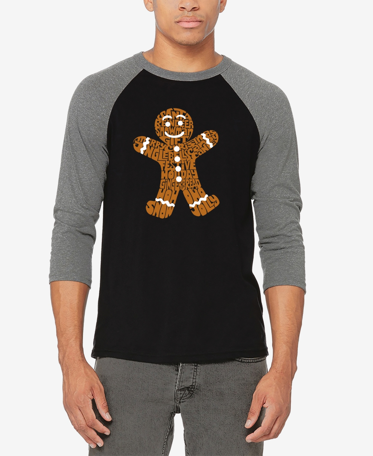 Click here for La Pop Art Mens Gingerbread Raglan Baseball Word A... prices