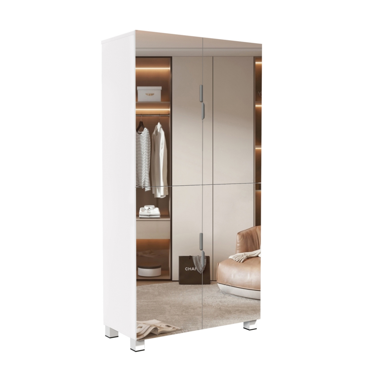 Click here for 4-Drawer Shoe Cabinet with Mirror and 4-Door Close... prices