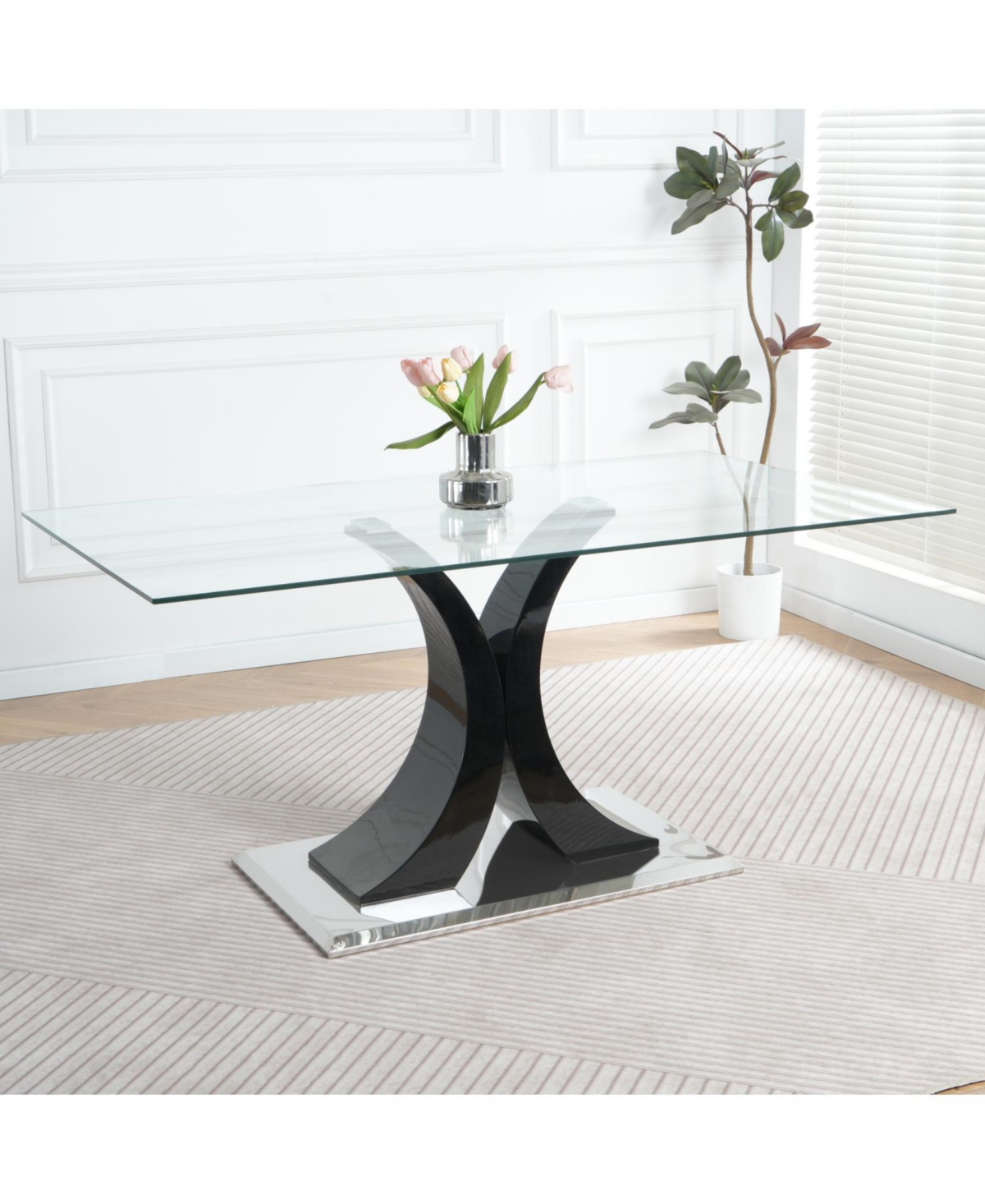 Click here for 63" Glass Table with Stainless Steel Base (Se... prices