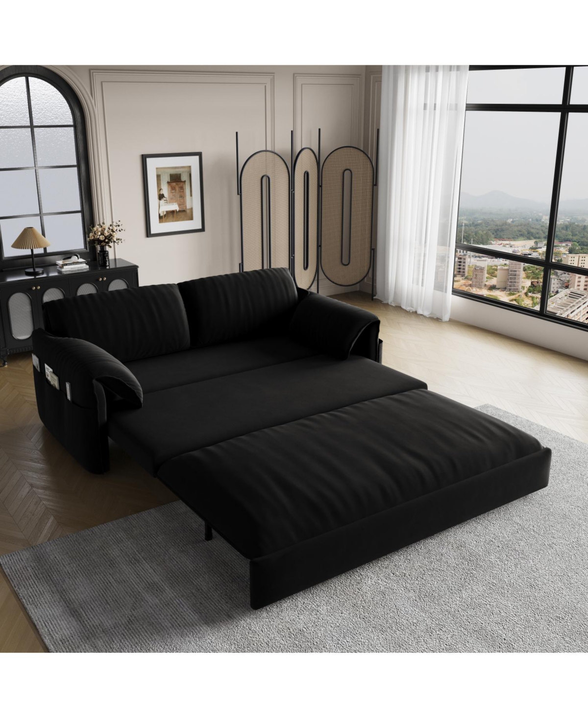 Click here for 63.8" Queen Pull Out Sofa Bed  3-in-1 Convert... prices