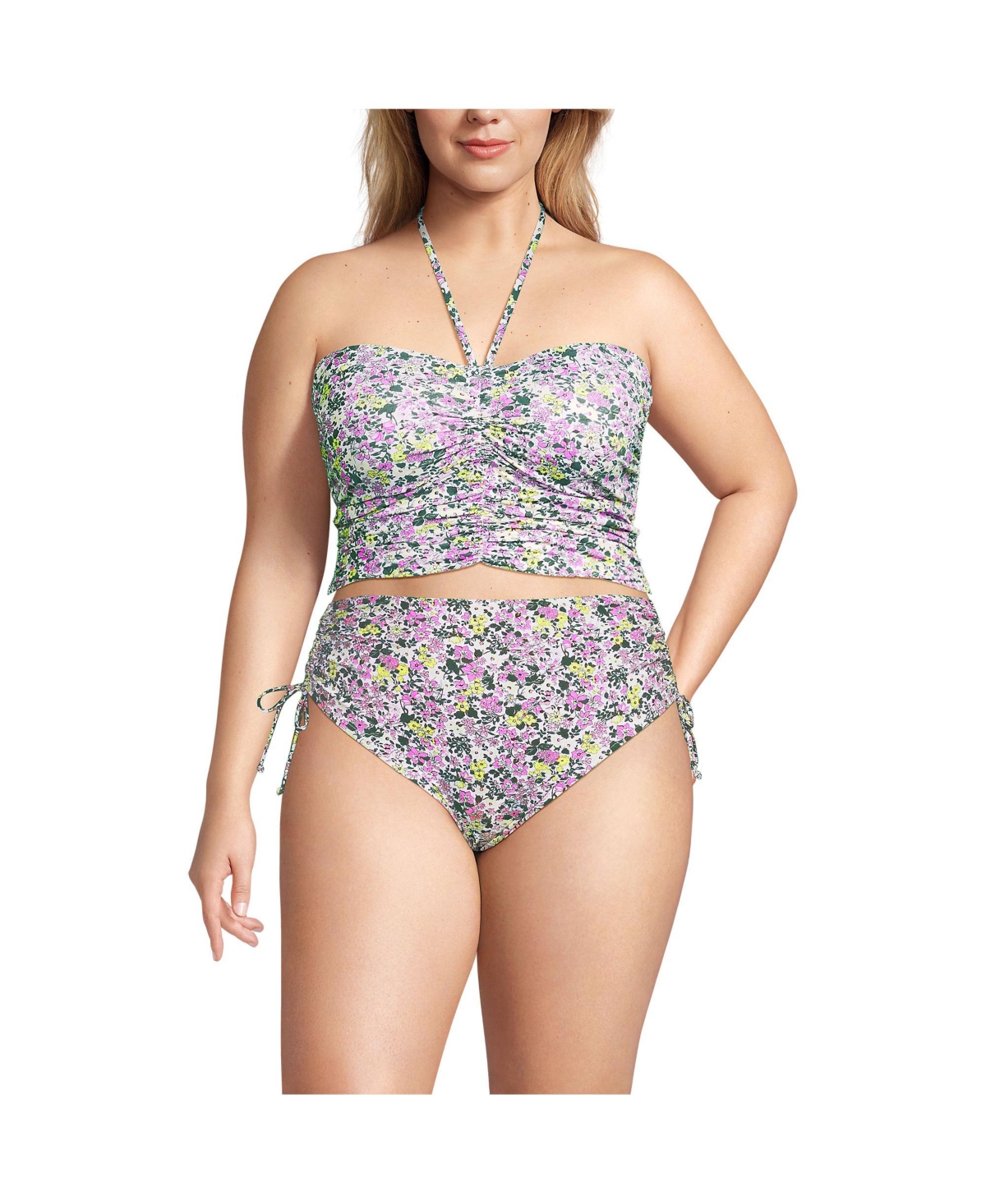 Click here for Lands End Womens Ruched Halter Midkini Top - White... prices