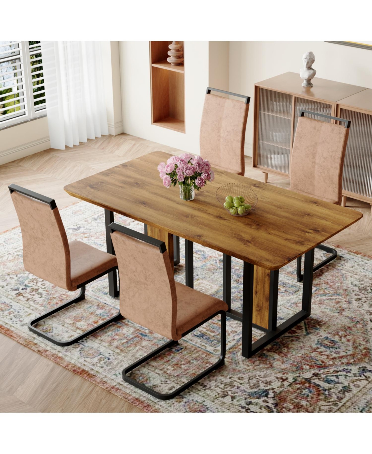 Click here for Streamdale Textured Wood Mdf Dining Table Set  4 F... prices