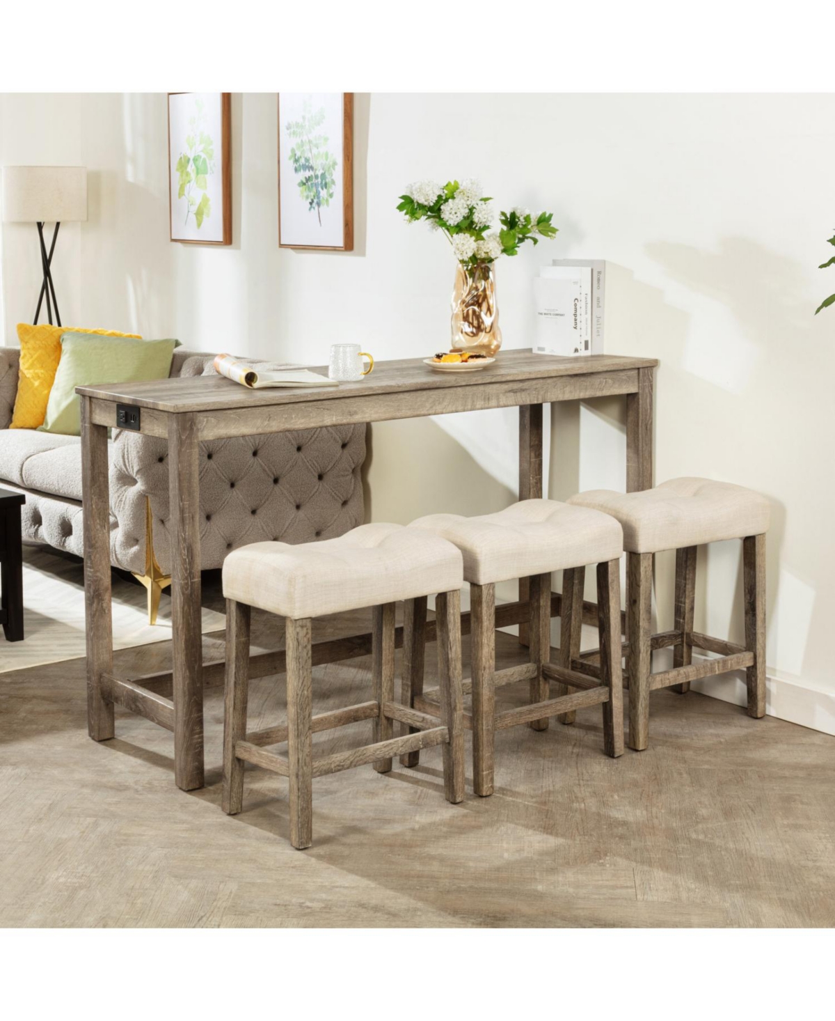 Click here for Streamdale Bar Table Set with 3 Stools & Power Out... prices